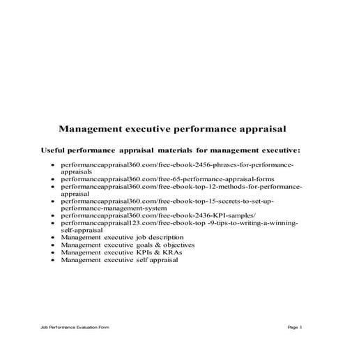 Management executive performance appraisal | PDF