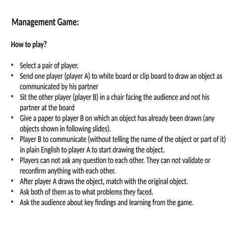 Management Game (Communication) - excellent team learning | PPTX