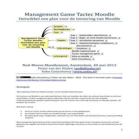Management Game "Tactec Moodle"; ontwikkel een plan voor de invoering ...