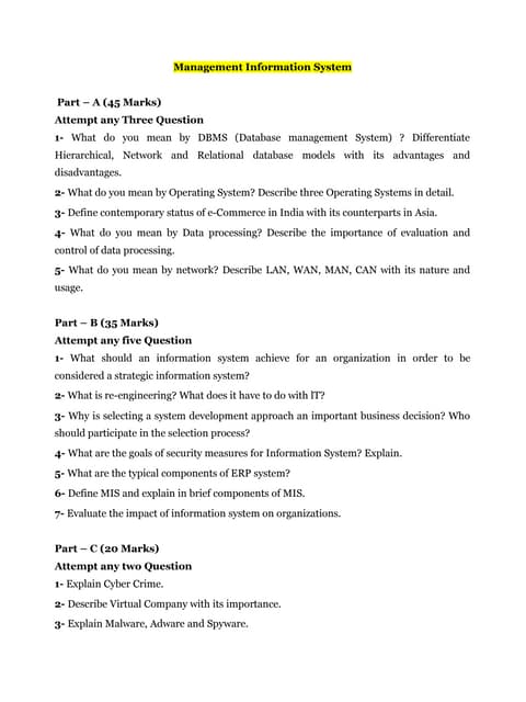 MANAGEMENT INFORMATION SYSTEM - What are the ethics in it | PDF