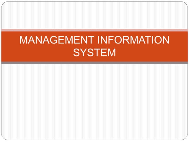 Management Information System ( MIS ) | PPTX