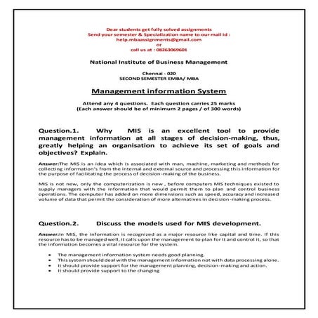 Mis course bba 601 assignments & question bank unit wise | DOC