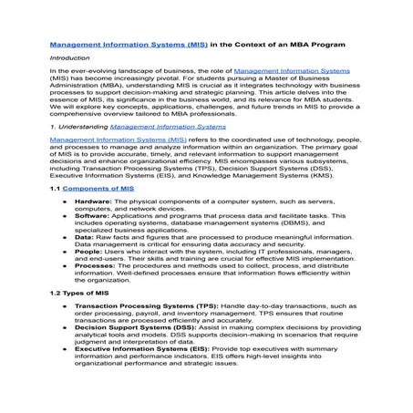 What is Management Information System (Questions included) | PDF