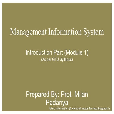Management information system introduction-module 1 | PPTX