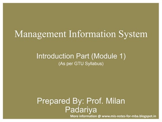 Session 1 introduction of management information system | PPTX