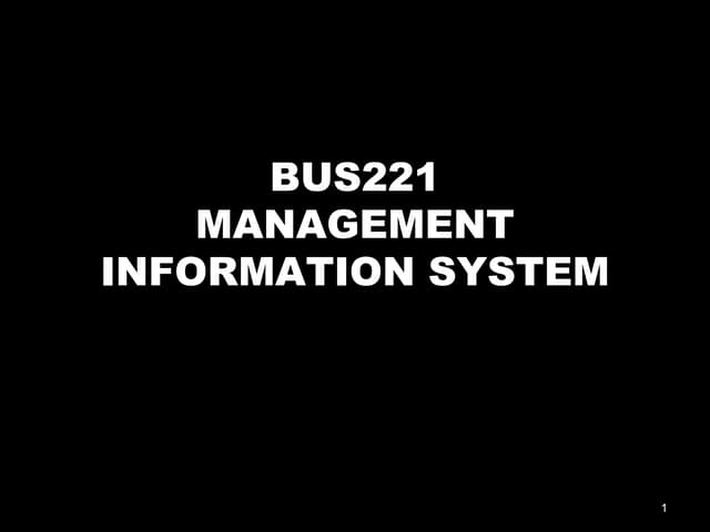 Management Information System ( MIS ) | PPTX