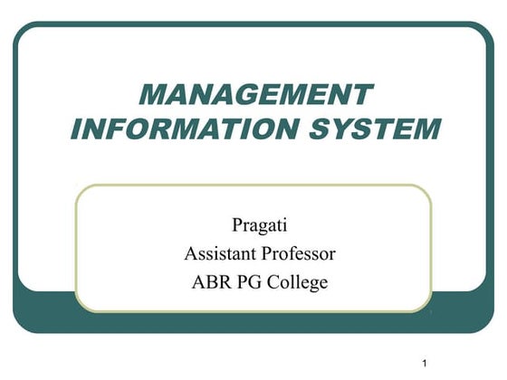 Management Information System Introduction Ppt