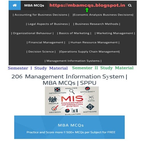 Management Information System MCQs | MIS MCQs | PDF