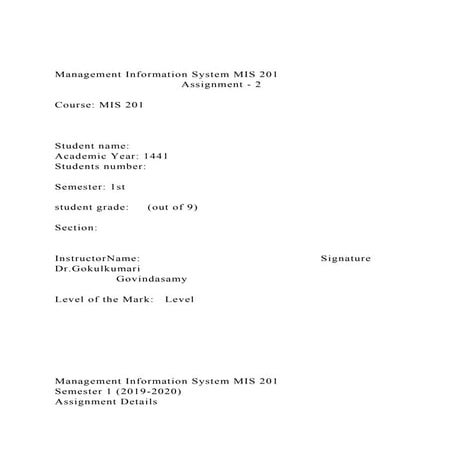 Management Information System MIS 201 .docx