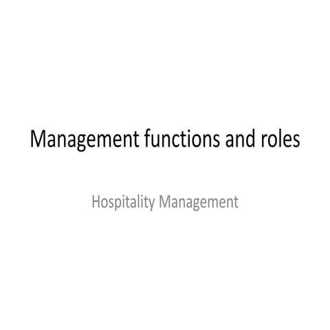 Management in hospitality | PPT