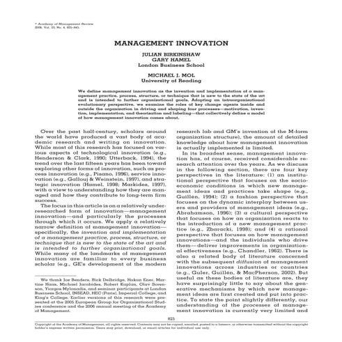 Management innovation | PDF | Business Administration | Business