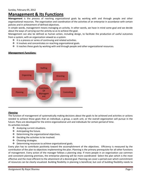 Functions of management | PDF