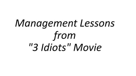 Presentation On 3 Idiots | PPTX | Movies | Entertainment