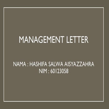 Management Letter For Auditing Accounting & Finance | PPT