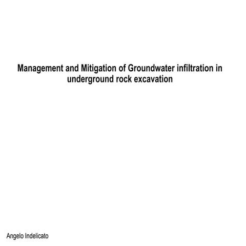 Management & mitigation of groundwater infiltration within underground ...