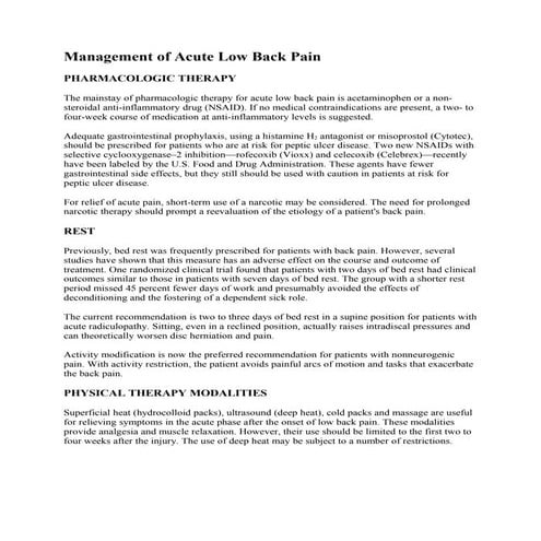 Management of acute low back pain | PDF