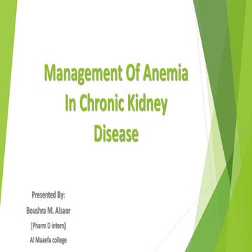 Management of anemia in chronic kidney disease - | PPTX