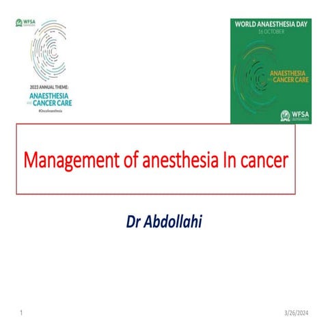 Management of Anesthesia in in in cancer.ppt