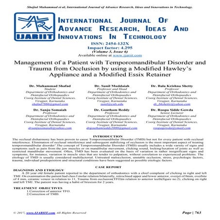 Management of a patient with temporomandibular disorder and trauma from ...