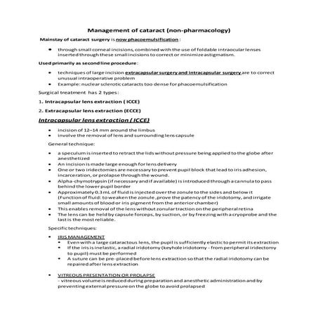 Management of cataract | DOCX
