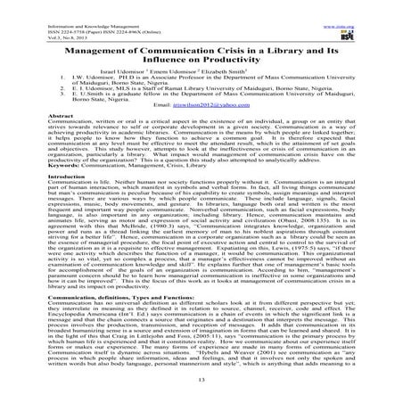 Management of communication crisis in a library and its influence on ...