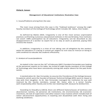Management of educational institutions illustrative cases | DOCX
