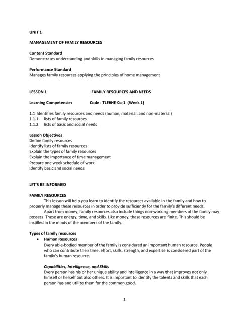 Management of family resources | PPTX | Parenting | Family and ...