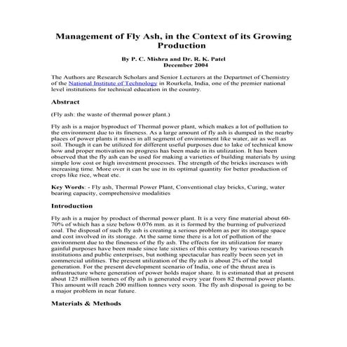 Management of fly ash | DOC