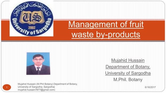UTILIZATION OF FRUITS AND VEGETABLE WASTES GENERATED IN INDIAN APMCs ...