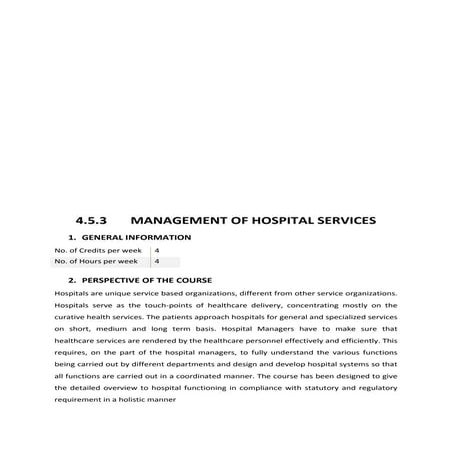 Management of hospital services | PDF