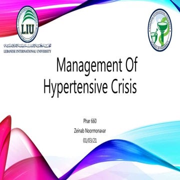 Management of hypertensive crises | PPTX | Heart and Cardiovascular Diseases | Diseases and ...