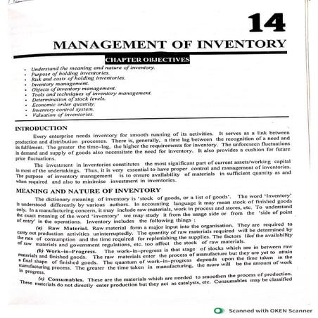 management of inventory LECTURE NOTES FOR PRACTICE | PDF