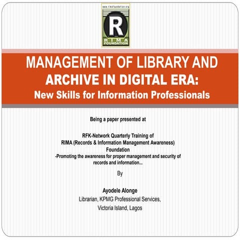 Management of library and archive in digital era | PDF