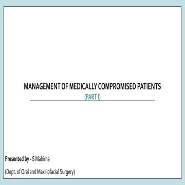 Management of medically compromised patients | PPTX