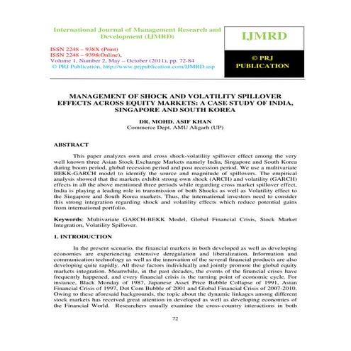 Management of shock and volatility spillover effects across equity ...