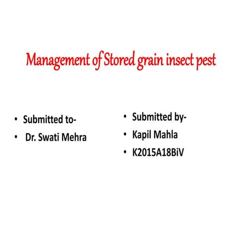 Management of stored grain insect pest | PPTX