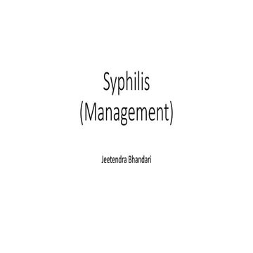 Management of syphilis | PPTX