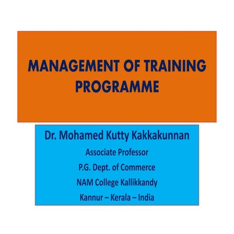 Management of training programme | PPTX