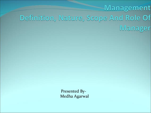 Introduction to Management - Basic concepts & fundamentals (An overview) | PPT