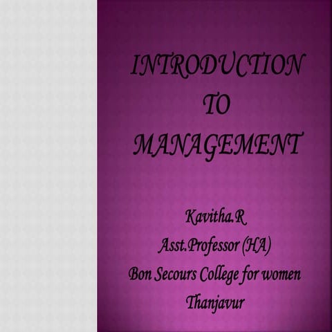 Introduction to Management | PPT