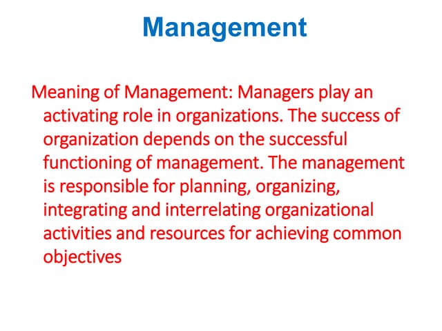 Introduction to Management - Basic concepts & fundamentals (An overview ...