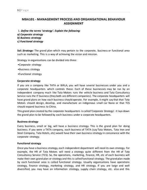 Mb0038 – management process and organisation behavior | PDF