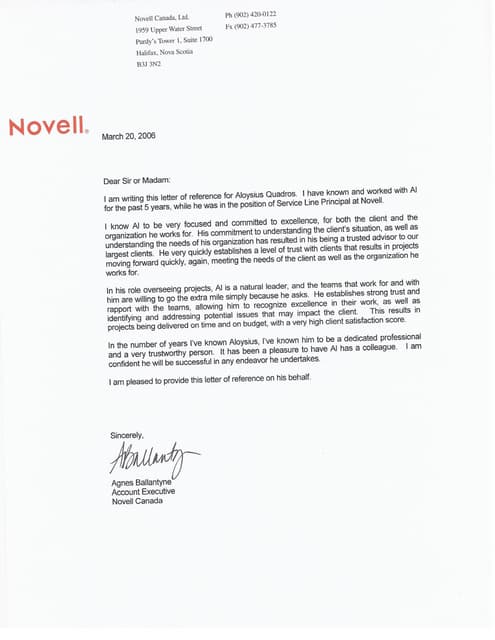 Customer reference letters (Novell) | PDF