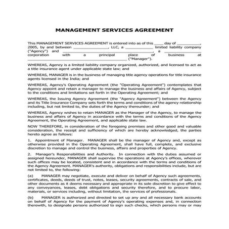MANAGEMENT SERVICES AGREEMENT | PDF