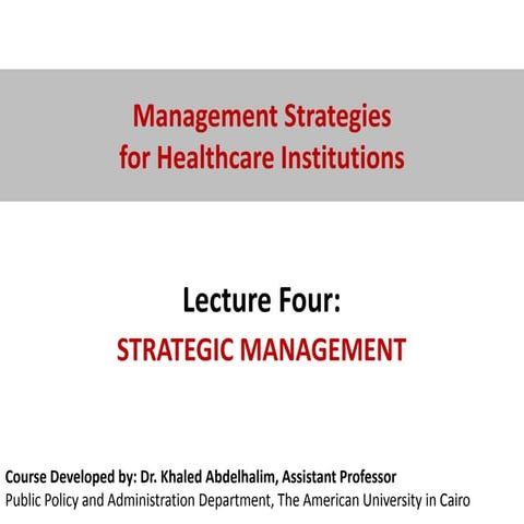 Management strategies of healthcare institutions e learning course ...