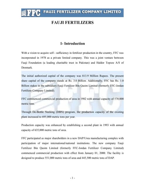Fauji Fertilizer Corporation | PPTX