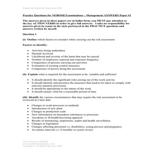 NEBOSH International General Certificate in Occupational Health and ...