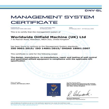 Management System Certificate 2017 | PDF