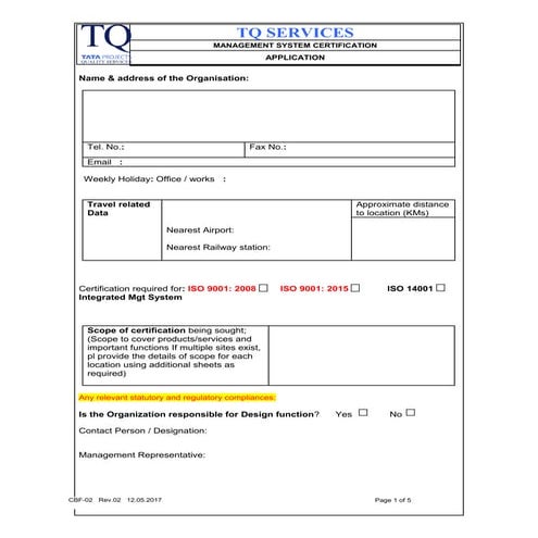 Management system certification application | PDF