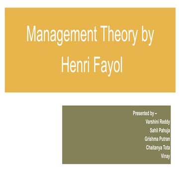 Management theory by Henri Fayol | PPTX